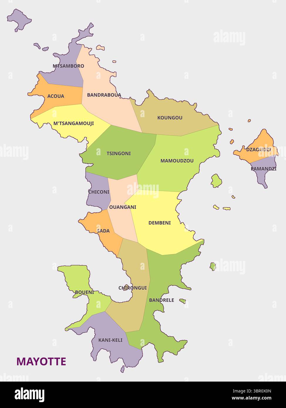 Map of Mayotte Communes and Administrative Divisions Stock Vector Image & Art - Alamy