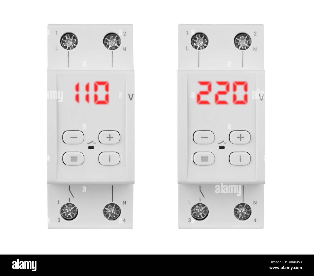 Automatic circuit breakers relay, isolated on a white background Stock ...