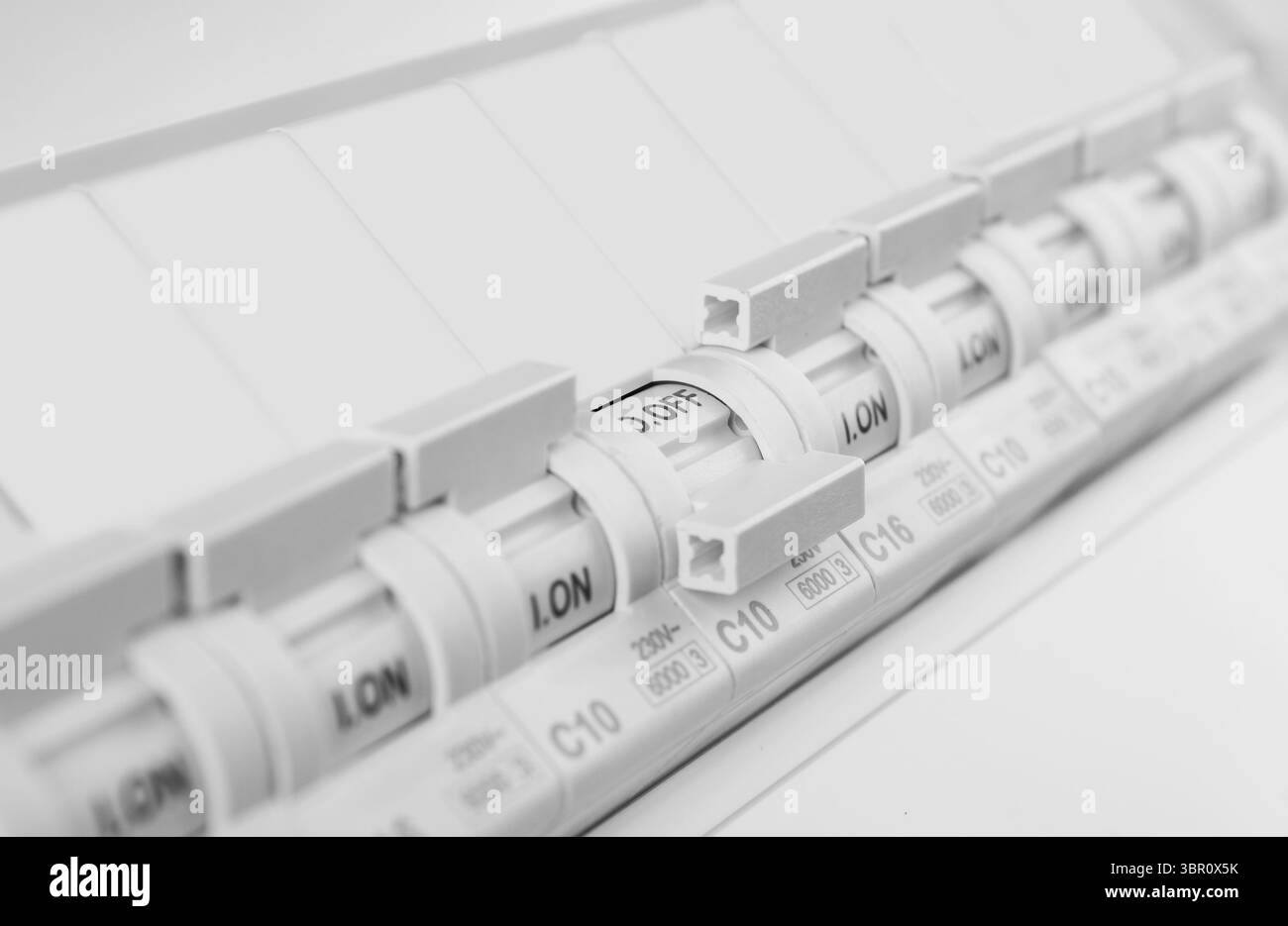Automatic circuit breakers, isolated on a white background. Automatic ...