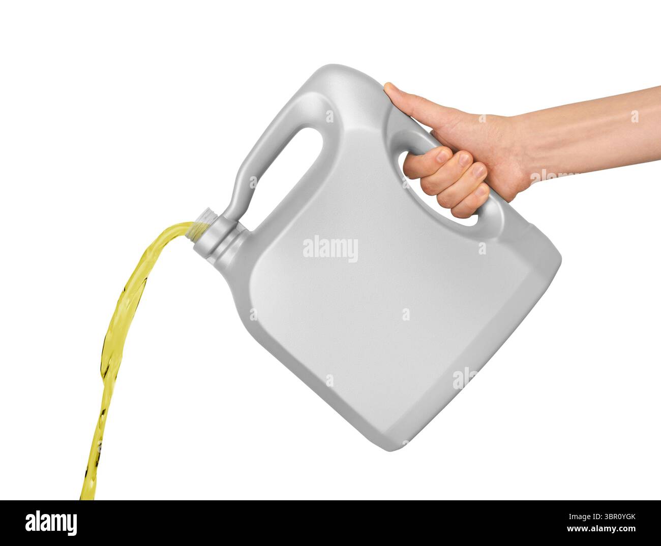 Flows out machine oil isolated on white background Stock Photo - Alamy