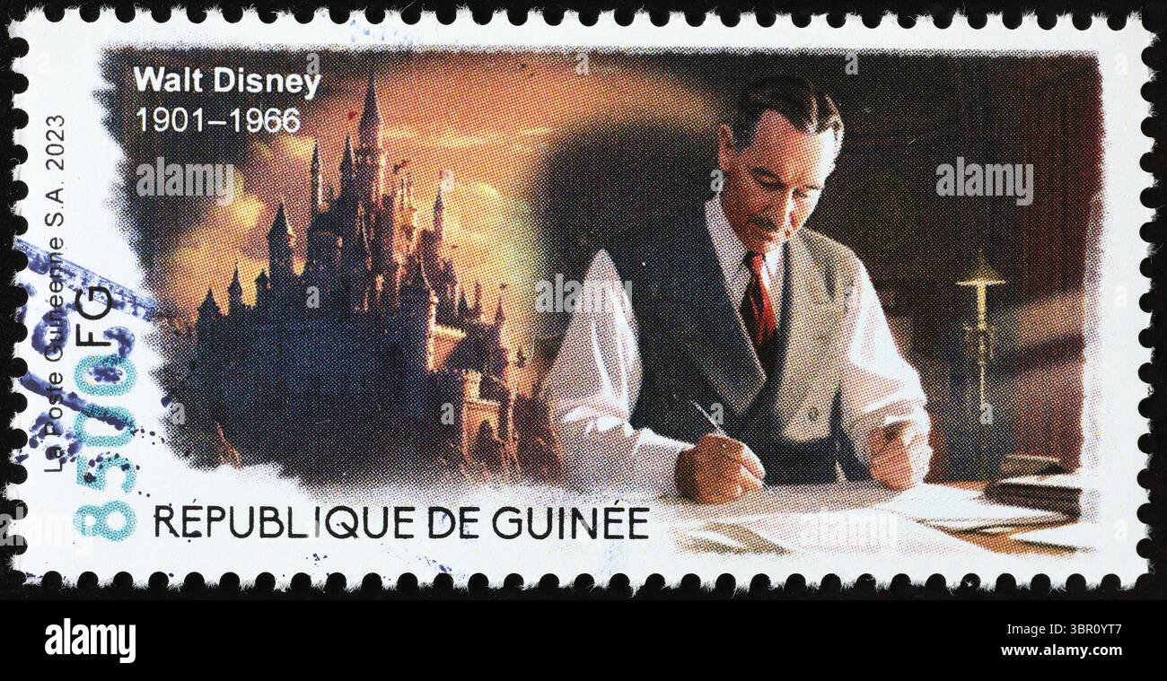 Walt Disney at work on postage stamp Stock Photo - Alamy