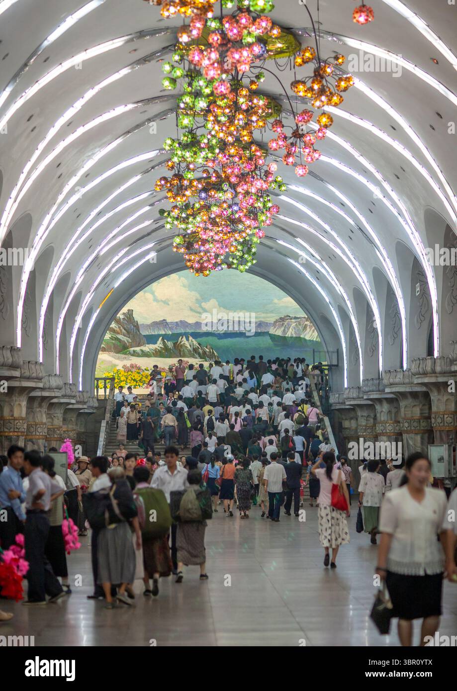 North Korean people in Yonggwang metro station, DGC, Pyongyang, North ...