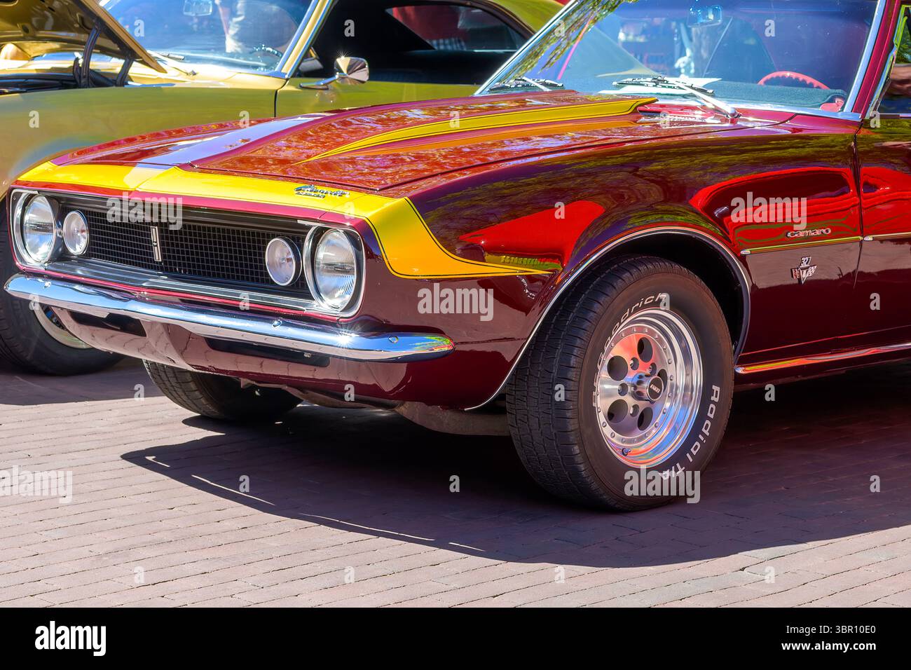 Santa Fe, NM, USA - May 16, 2025: Front end of Classic Camaro 327 ...