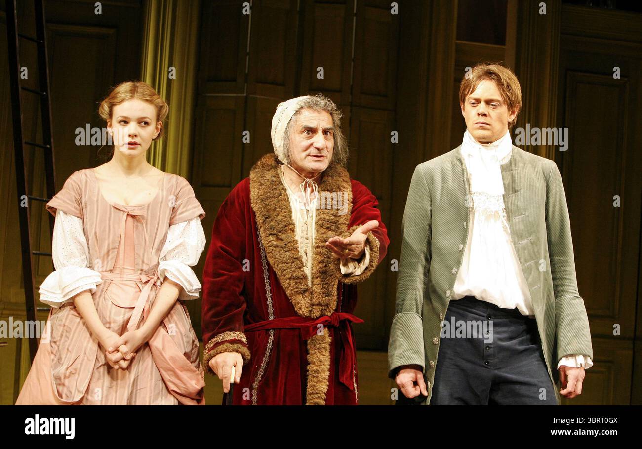 l-r: Carey Mulligan (Angelique), Henry Goodman (Argan), Kris Marshall ...
