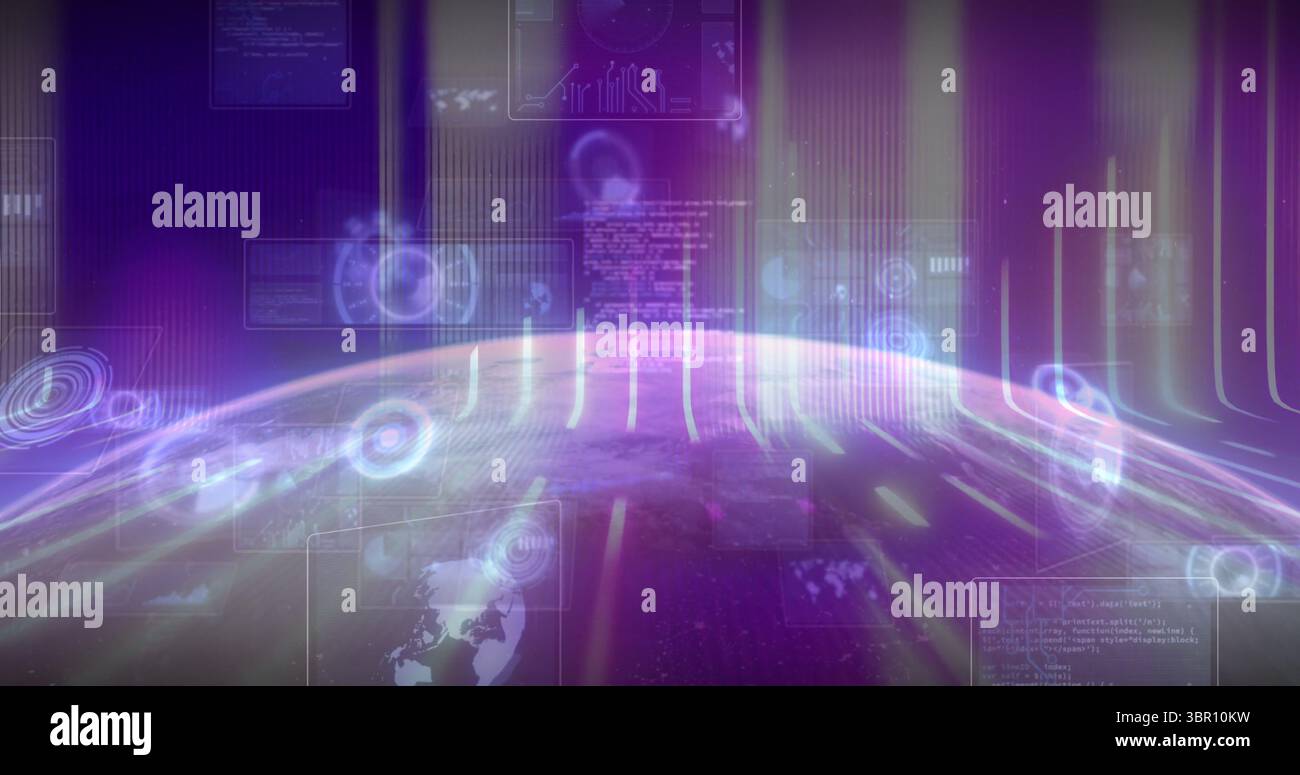 Displaying holographic Earth hemisphere floating in virtual interface ...