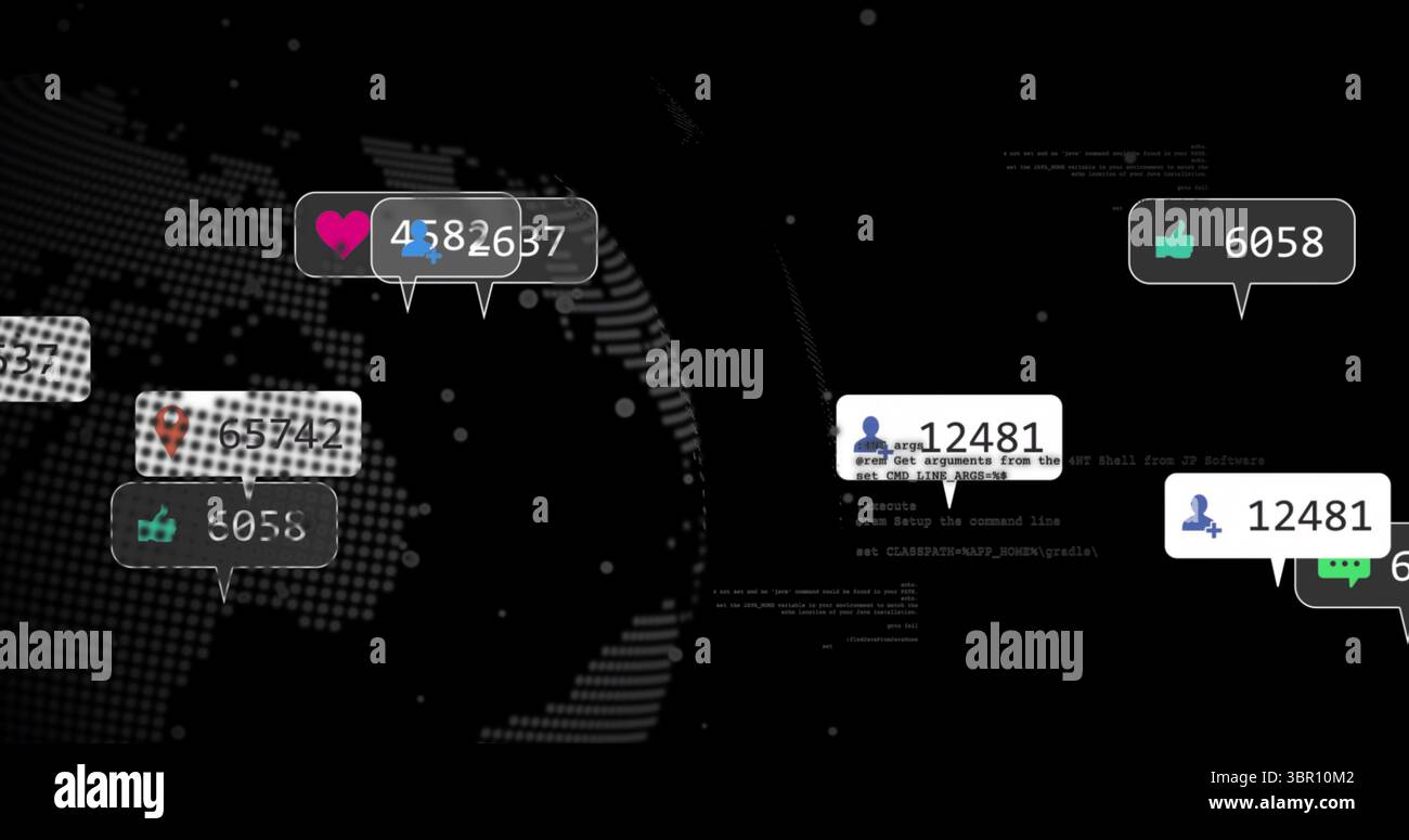 Hovering reaction icons across world map screen, featuring heart, like ...