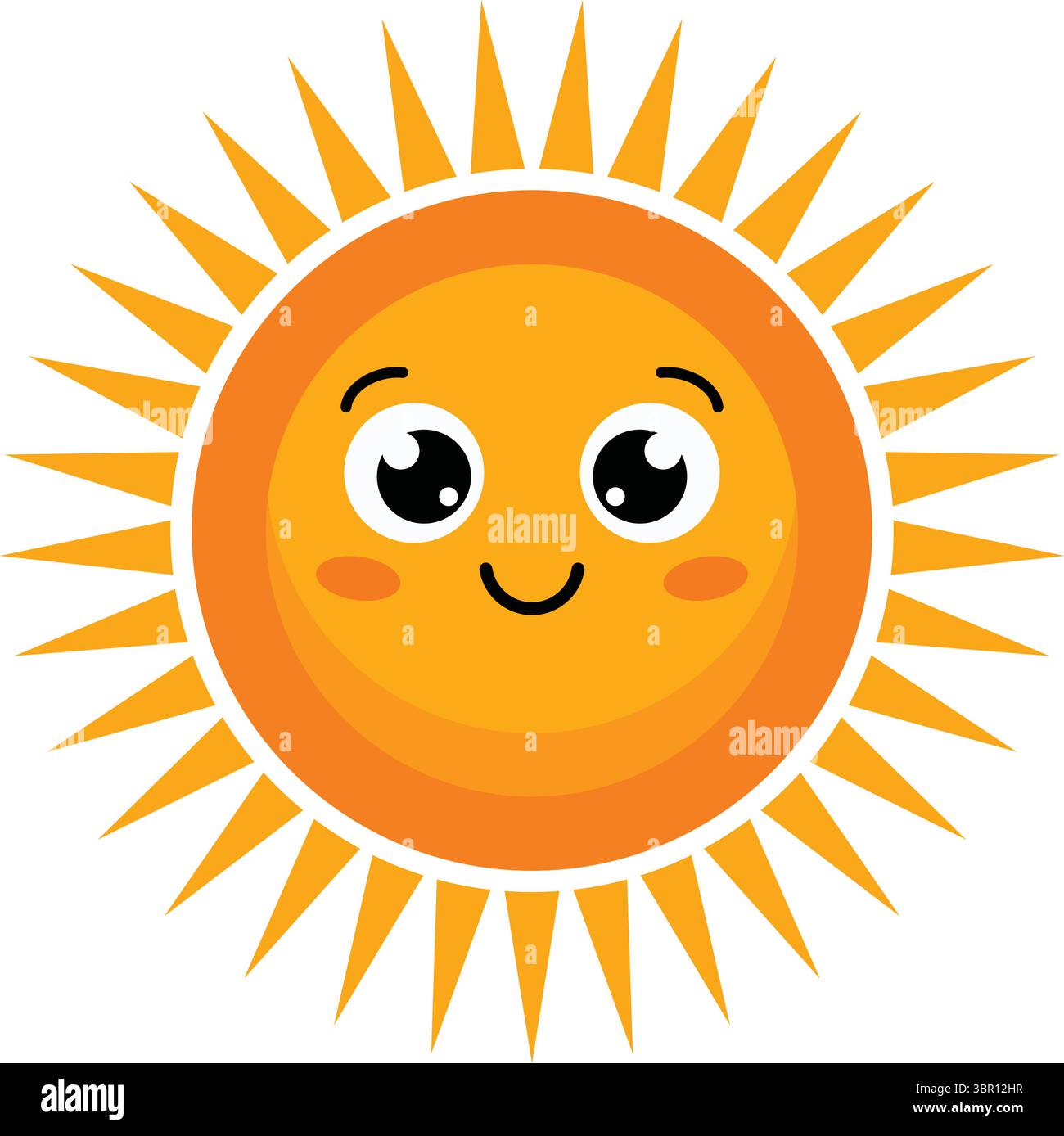 Cute Kawaii Sun Character with Happy Smiling Face, Summer Vector ...