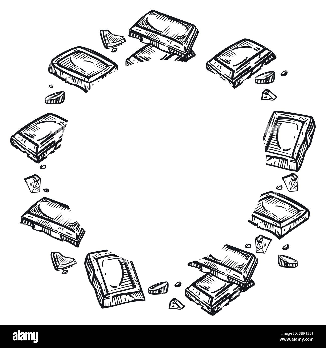 Vector illustration of chocolate, chocolate slices, chocolate crumbs ...