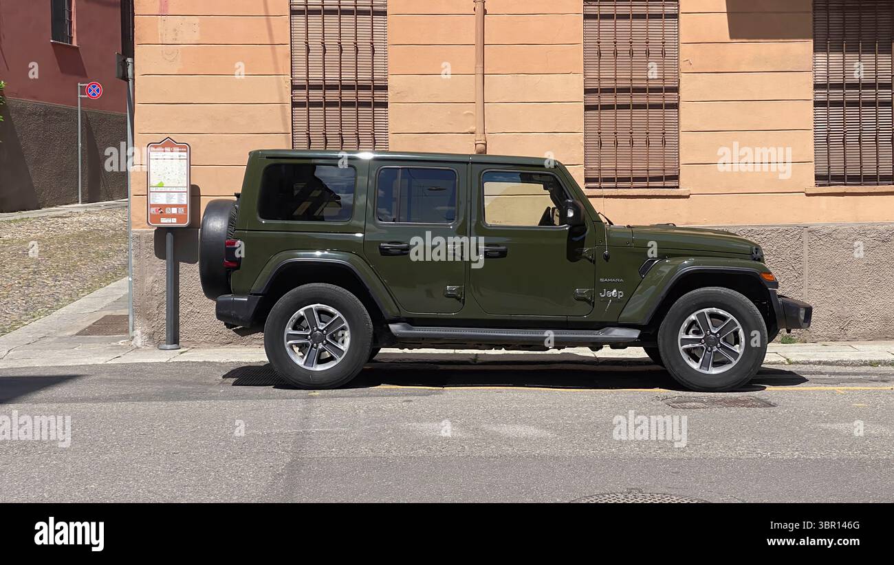 Cremona, Italy June 8th 2025 Brand new Jeep Wrangler Unlimited Sahara ...