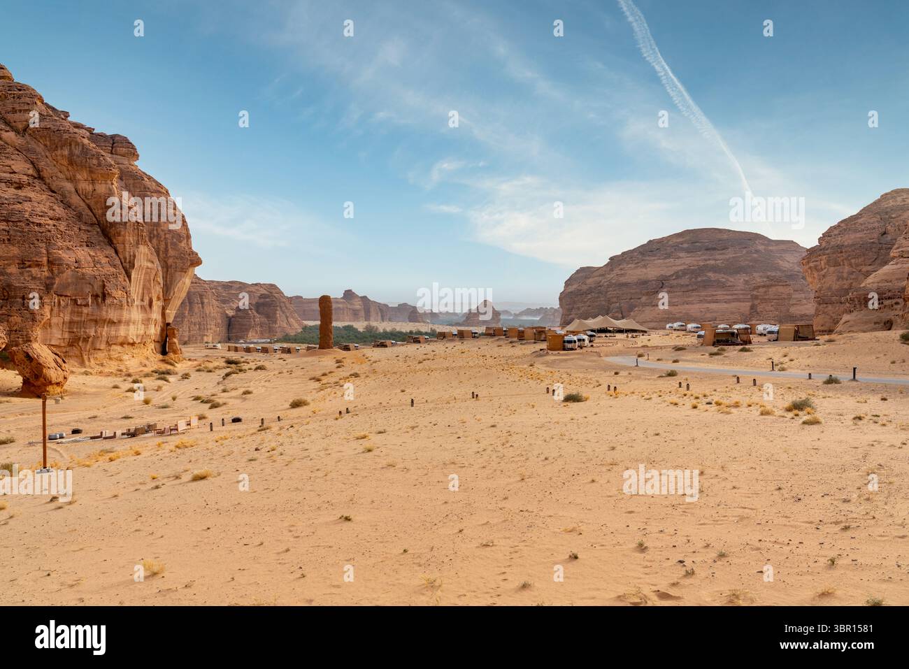 AlUla, Saudi Arabia - December 17, 2024: Caravan AlUla by Our Habitas, a glamping experience in ...