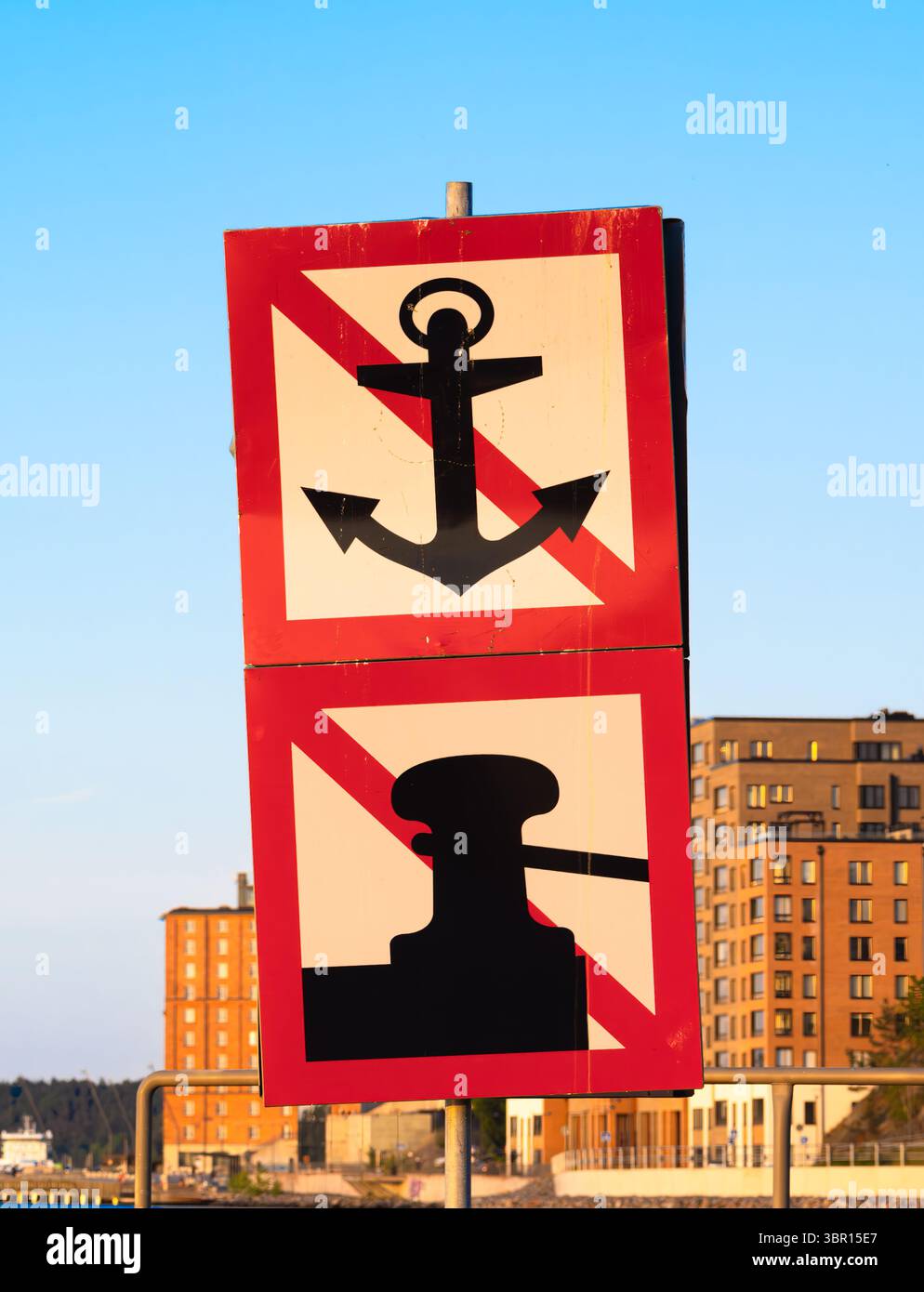 Stockholm, Sweden - June 3, 2025: A warning sign featuring a red ...