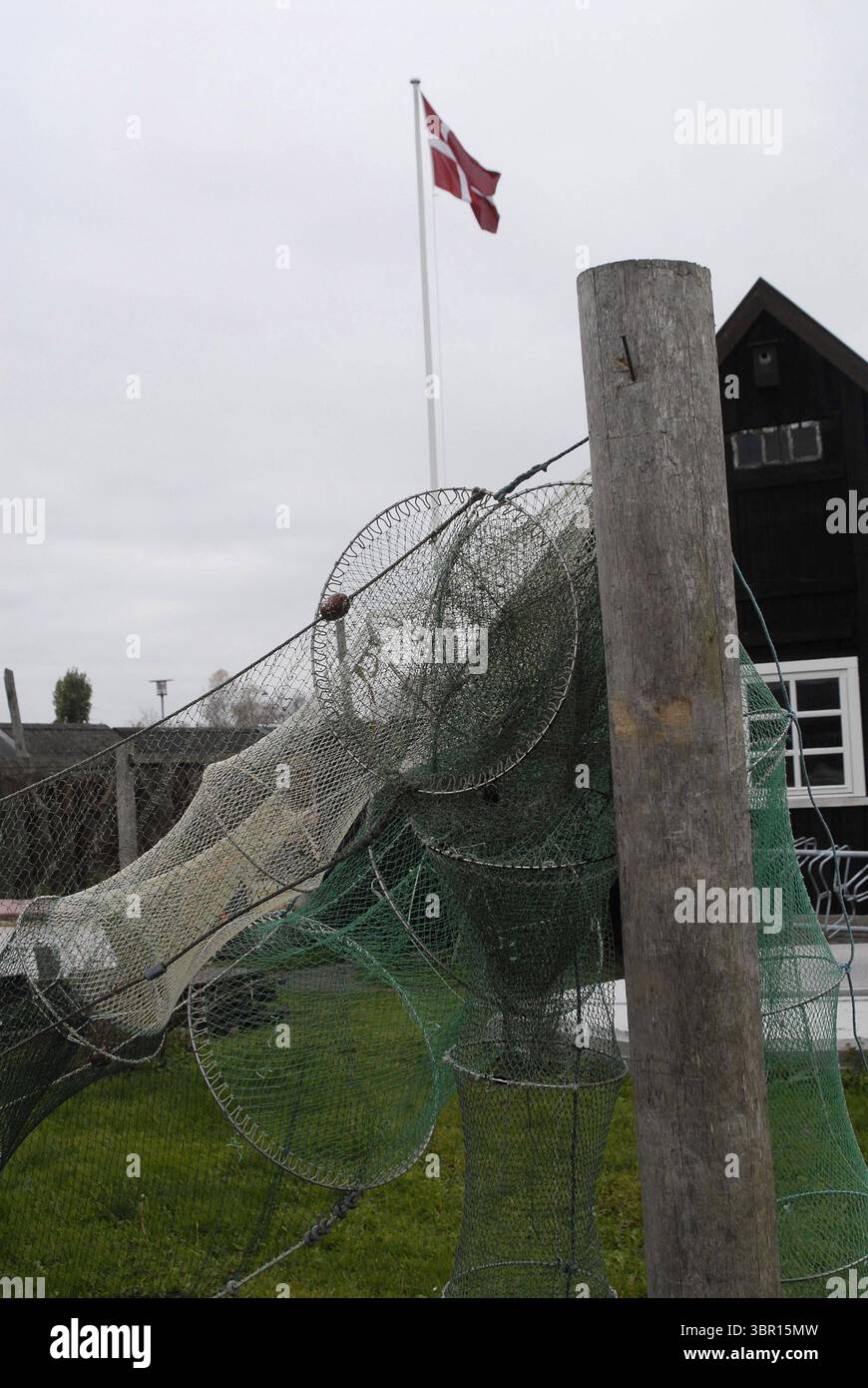 KASTRUP/DANMARK /DENMARK. Fishing boats and fishing net in winter boats ...