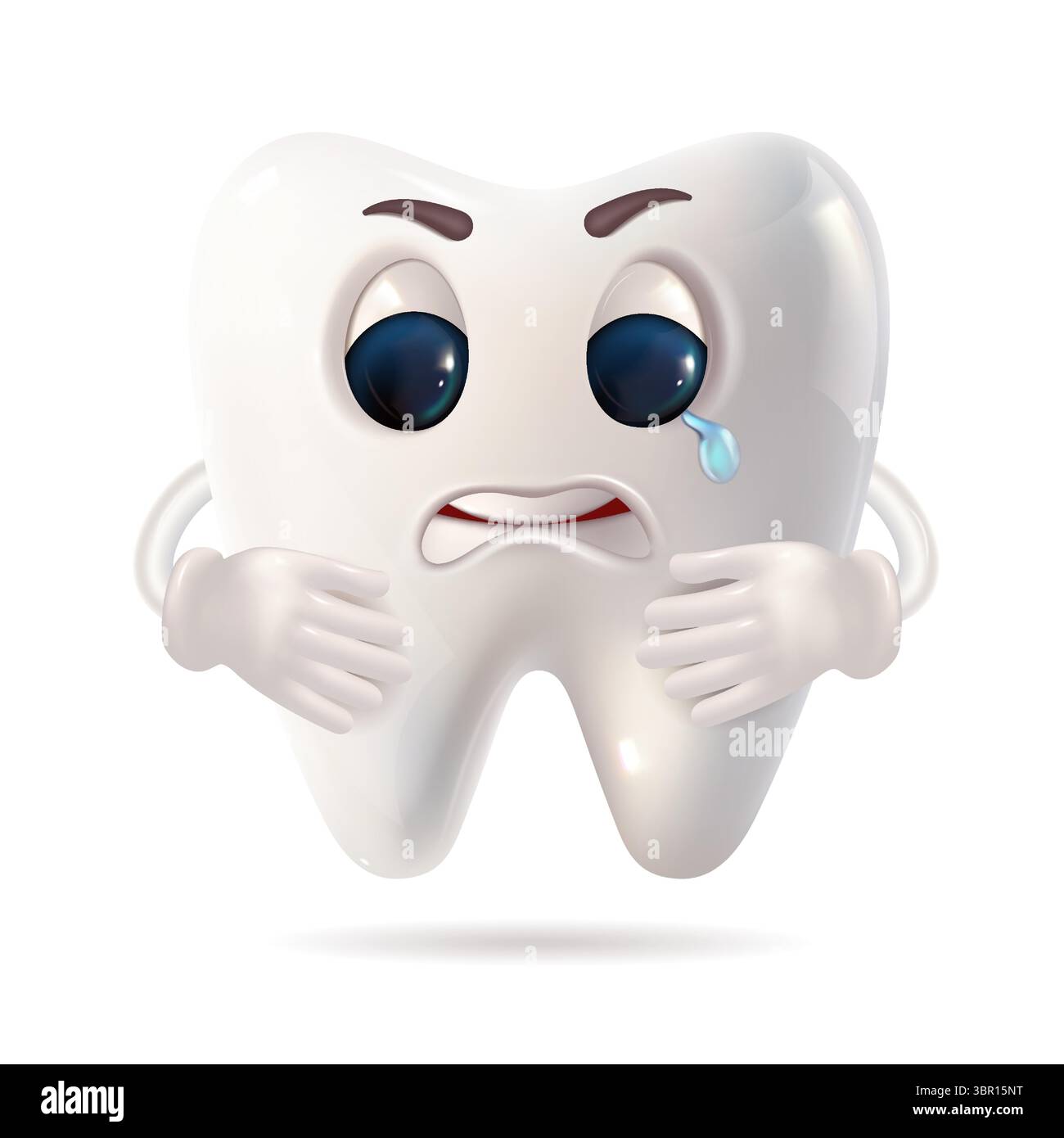 A whimsical tooth character featuring an exaggerated crying face along ...