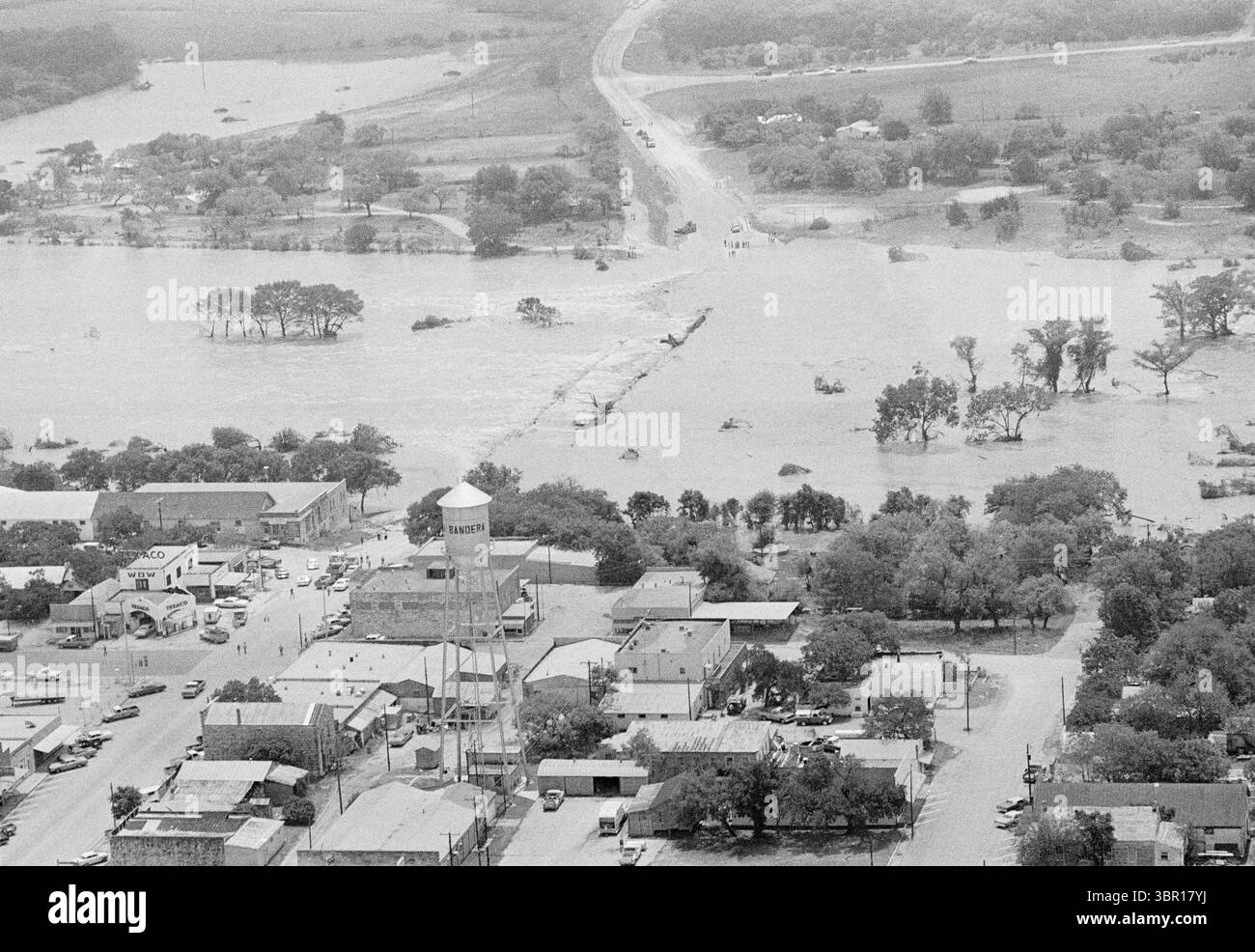 The rain-swollen Medina River is seen in Bandera, Texas, Wednesday, Aug ...