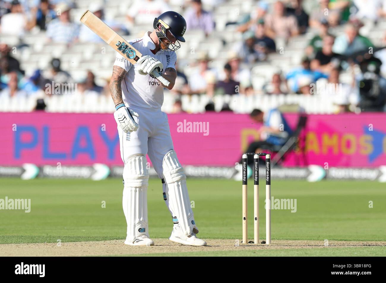 England's captain Ben Stokes swings his bat to avoid flying ant during ...