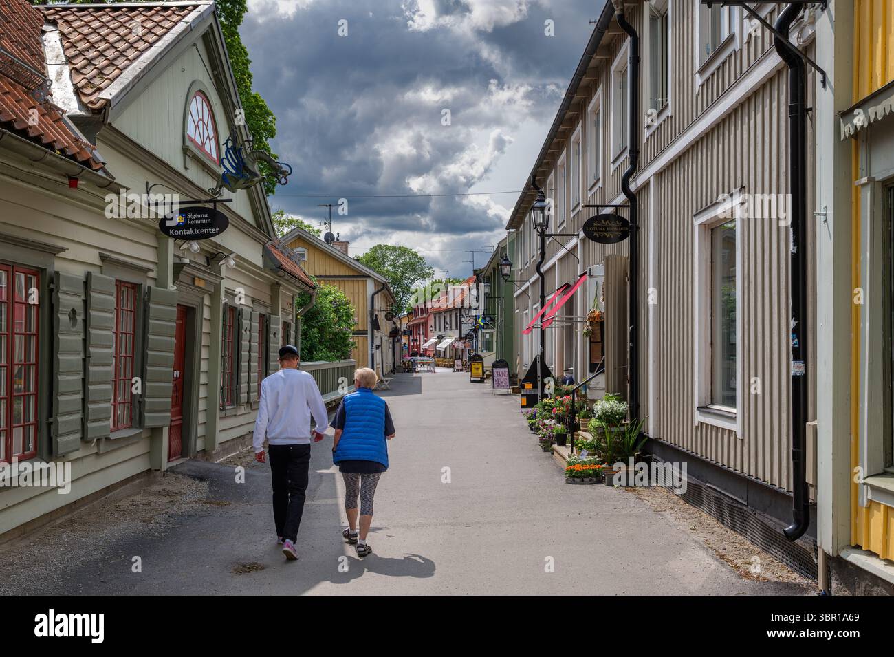 Sigtuna, Sweden - June 9, 2025: A charming street scene in Sigtuna, the ...