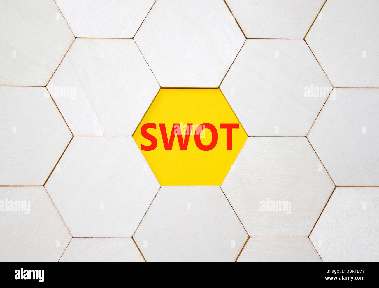 SWOT symbol. Concept word SWOT on wooden comb puzzle. Beautiful yellow ...