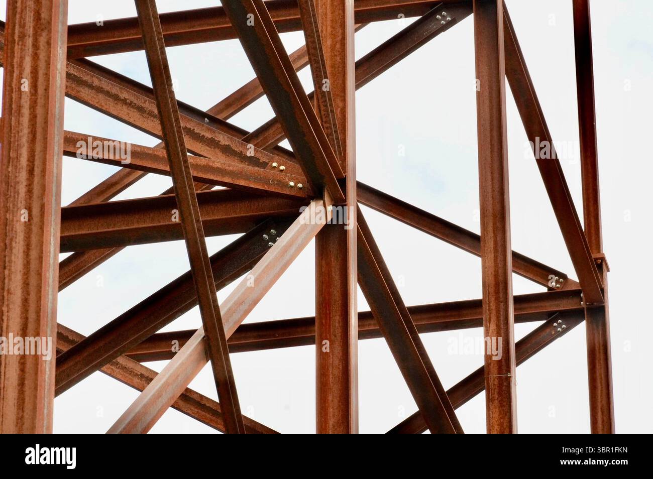 Construction elements metal beams. Building reinforcement. Metal slats ...