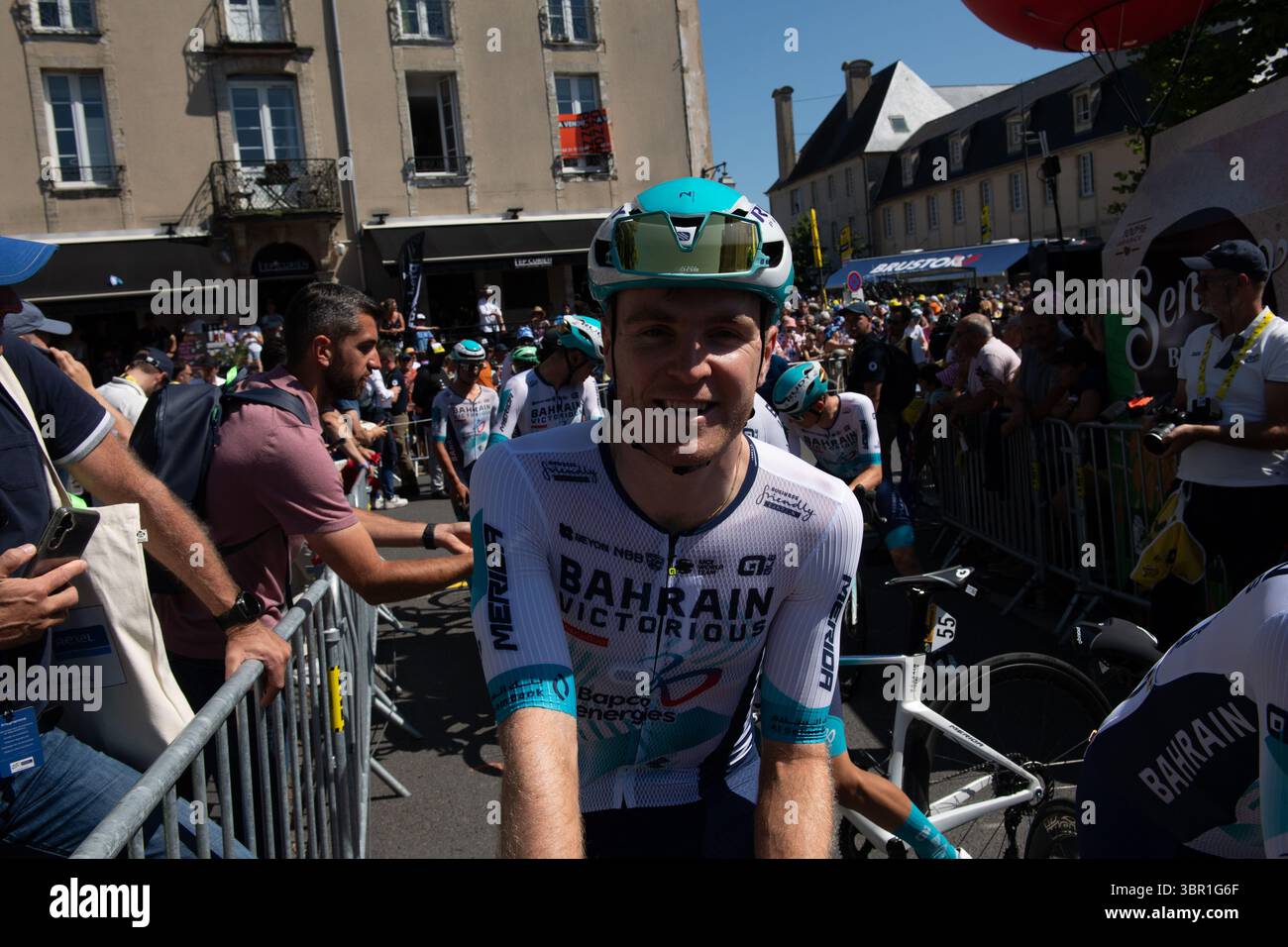 Tour de France 2025, Stage 6 Bayeux to Vire Normandie. Great Britain's Fred Wright before the ...