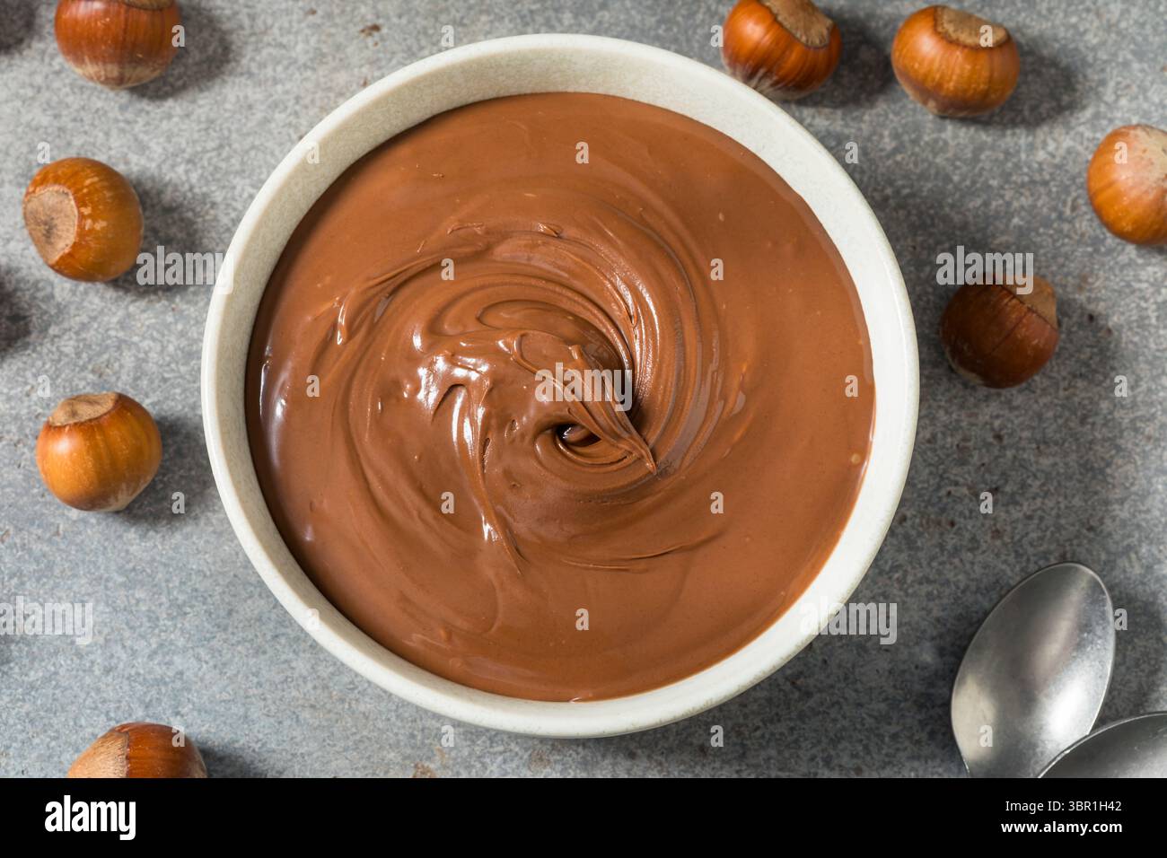 Sweet Homemade Chocolate Hazelnut Spread in a Bowl Stock Photo - Alamy