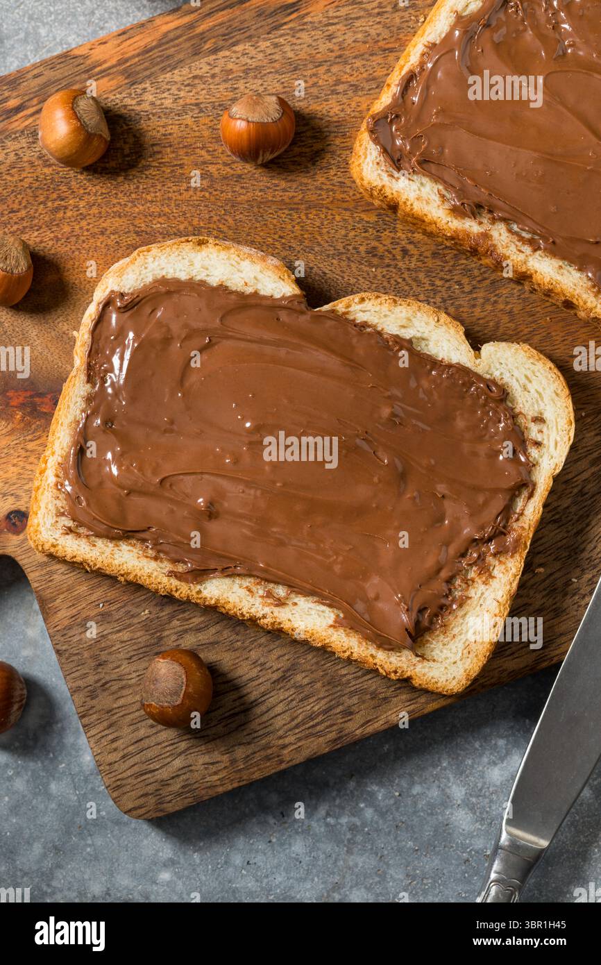 Homemade Sweet Chocolate Hazelnut Toast on Bread Stock Photo - Alamy
