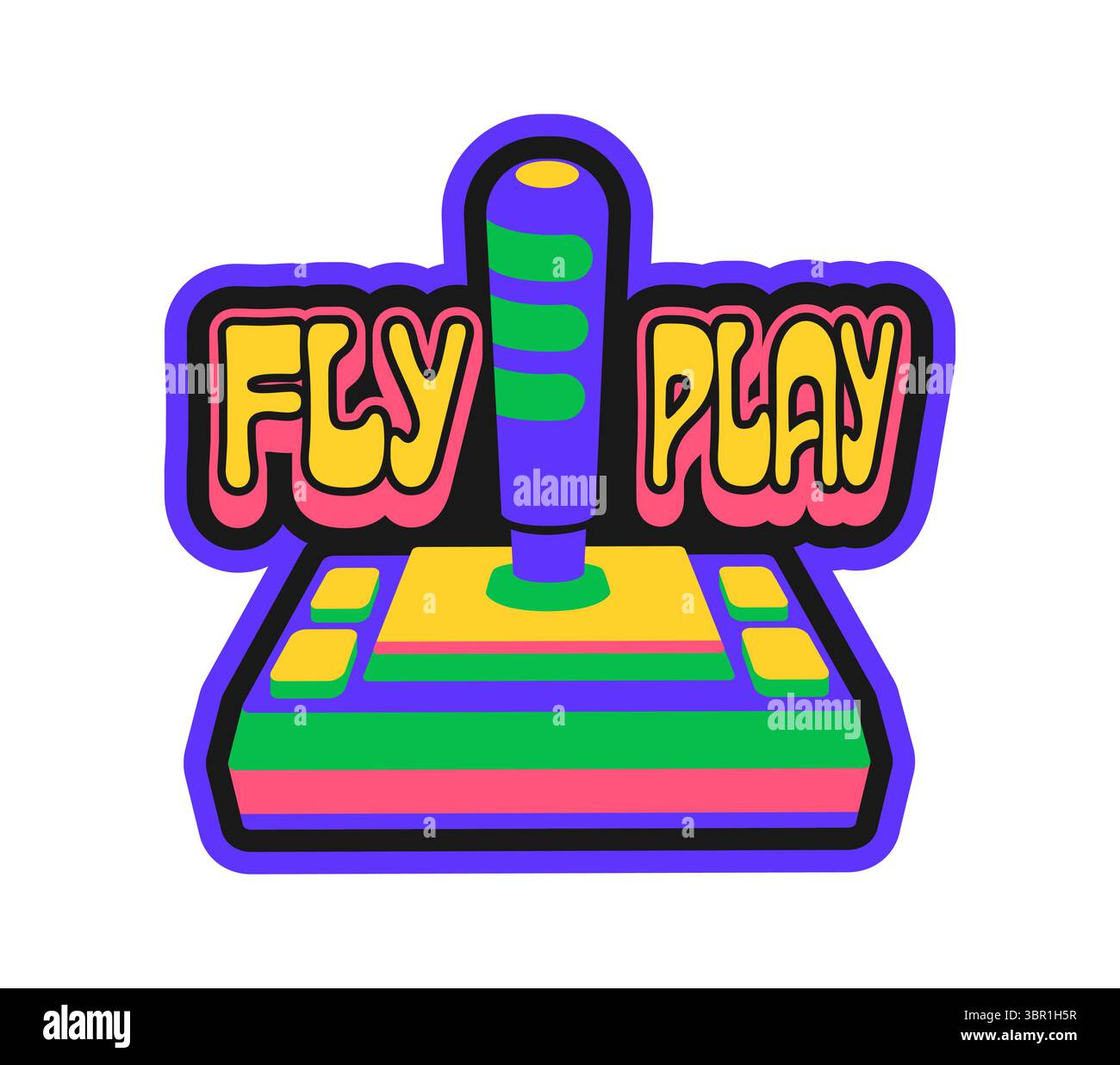 Computer videogame joystick Y2K groovy sticker or print. Digital gadget ...