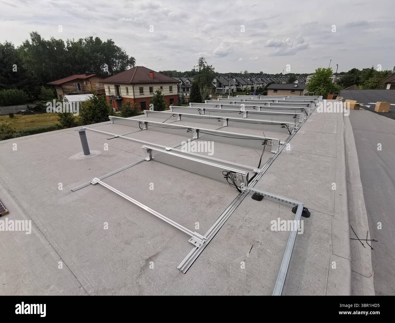 The structure on the roof for installing solar panels was built using a ...