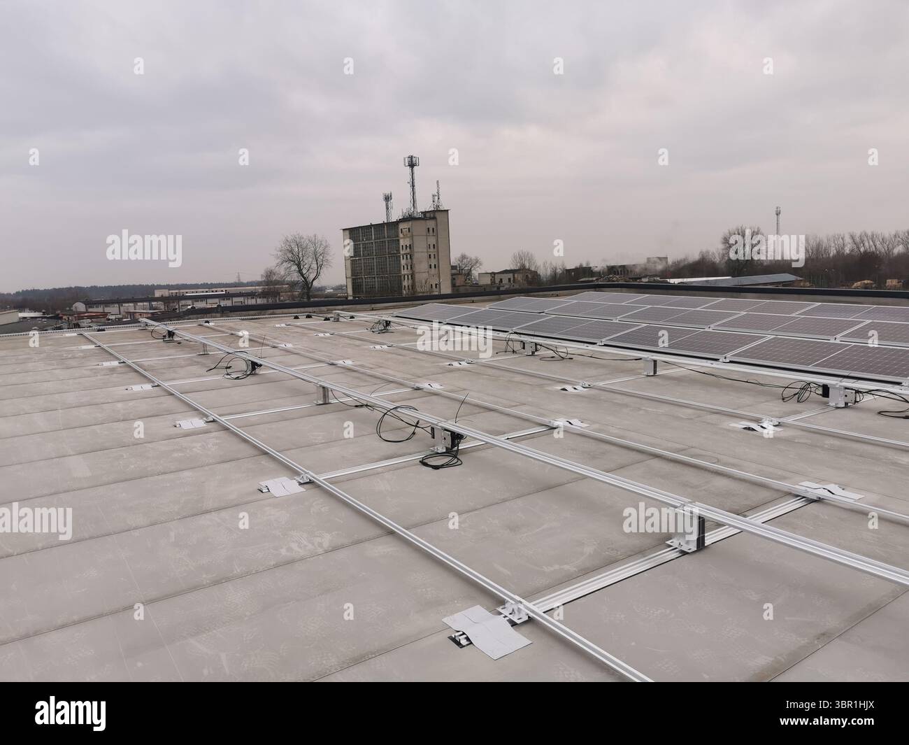 The structure on the roof for installing solar panels was built using a ...