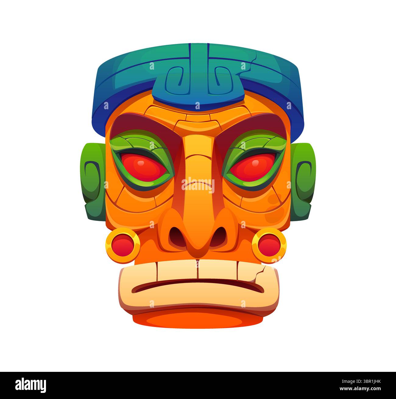 Aztec Inca Maya Mexican game icon asset. Cartoon vector tribal mask ...