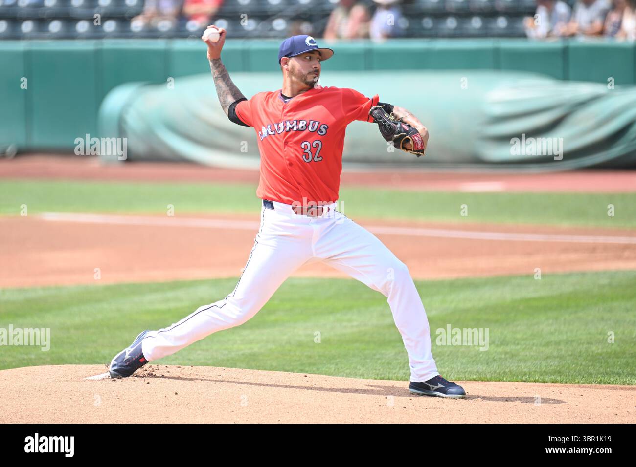 July 10, 2025: Columbus Clippers pitcher Vince Velasquez (32) pitches ...