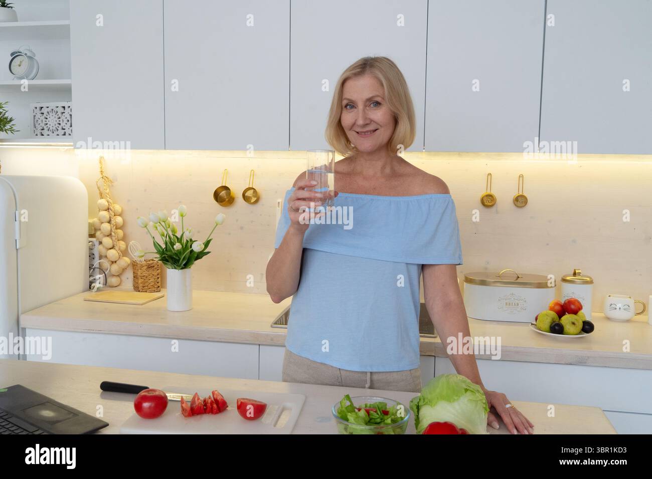 Healthy Lifestyle A Woman Delightfully Enjoying a Refreshing Beverage ...