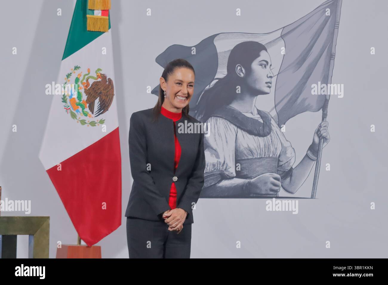 Mexico's President Claudia Sheinbaum Pardo, speaks during a briefing ...
