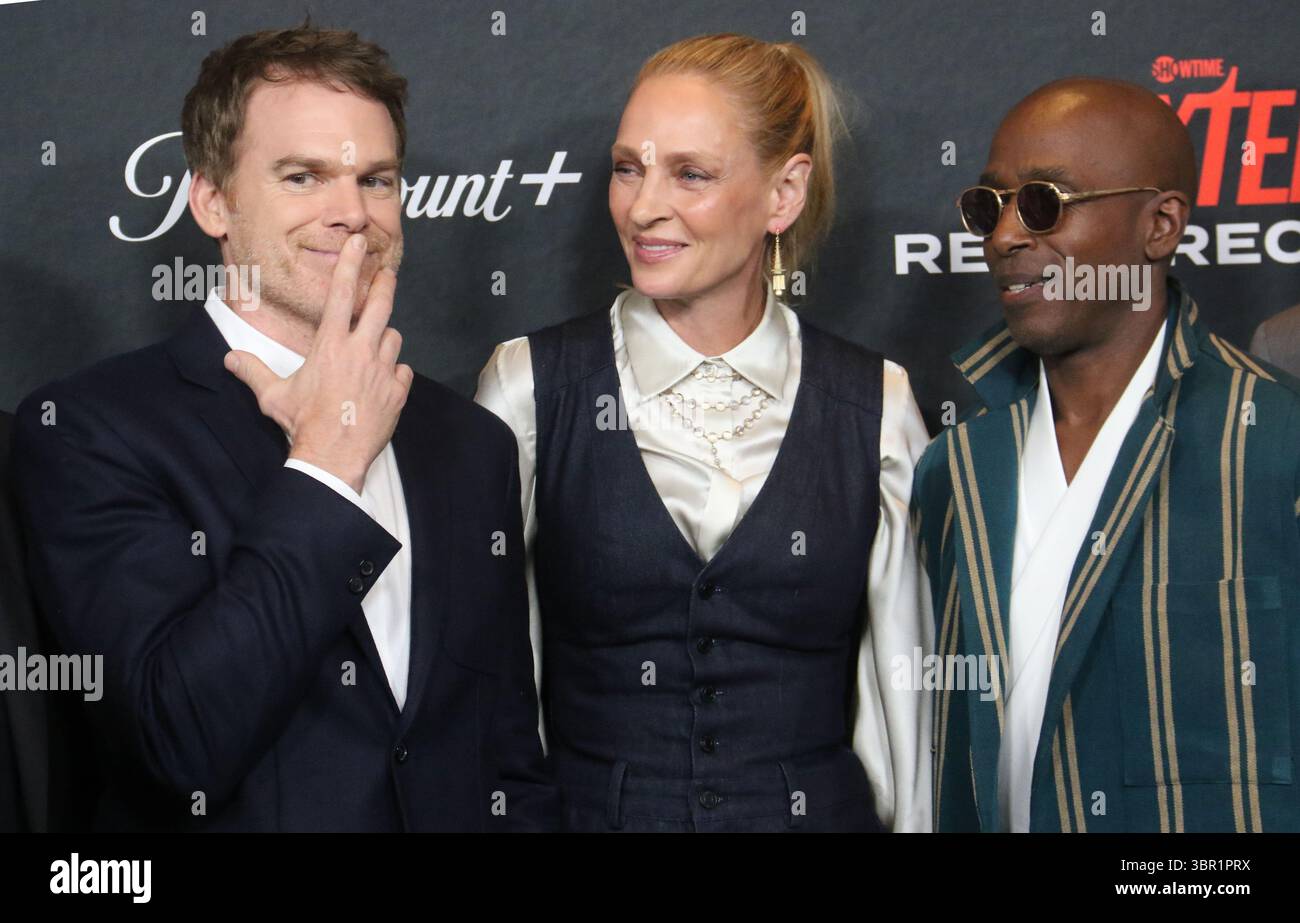 New York, NY July 09, 2025:Uma Thurman, Michael C. Hall and Ntare Guma ...