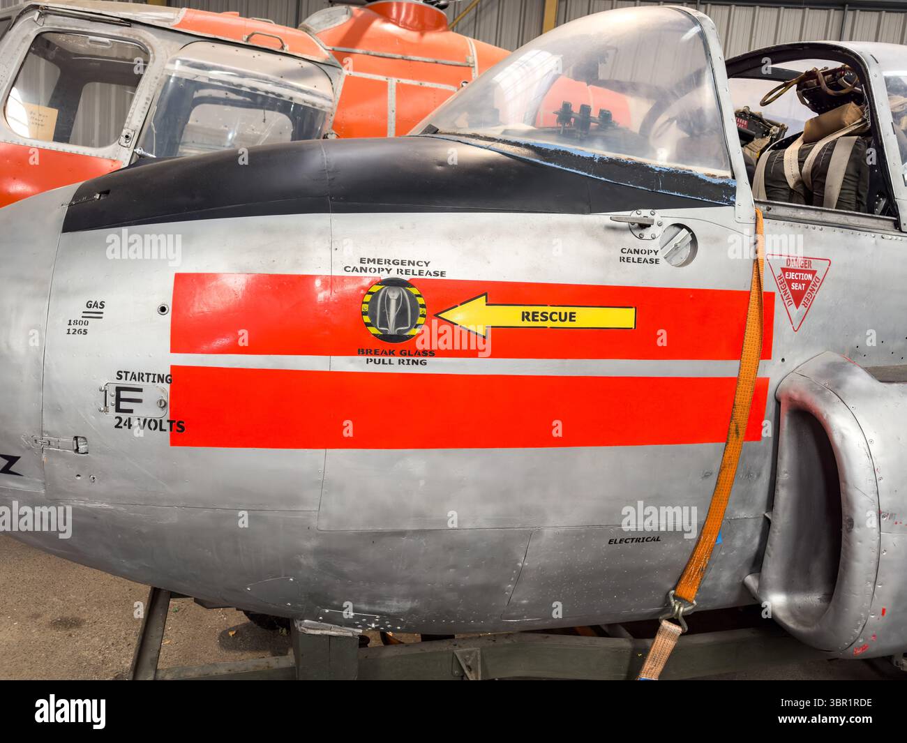 Close-up view of a vintage military aircraft cockpit displaying ...