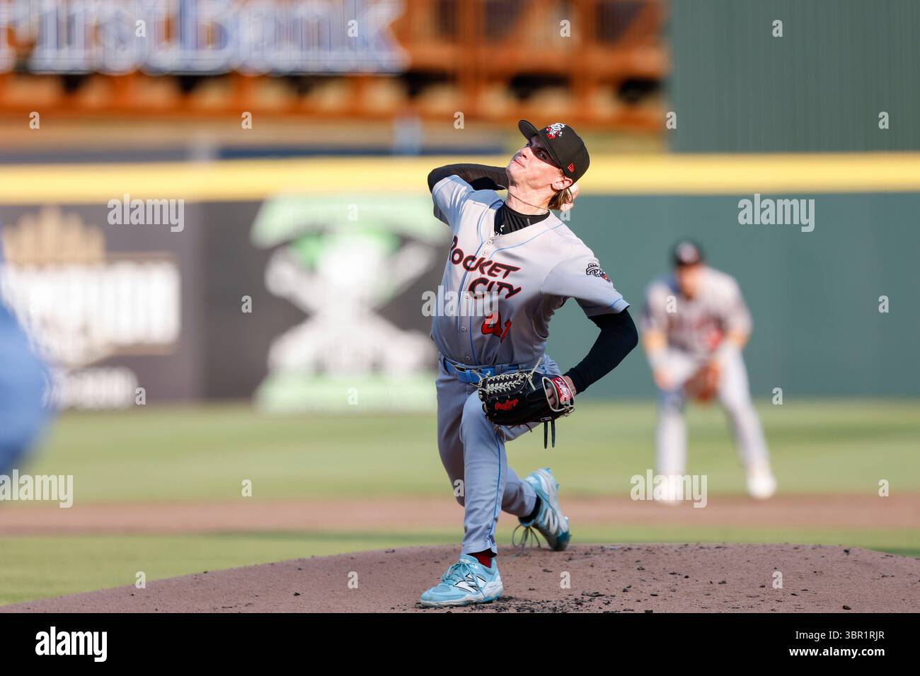 Rocket City Trash Pandas starting pitcher George Klassen (41) in action ...
