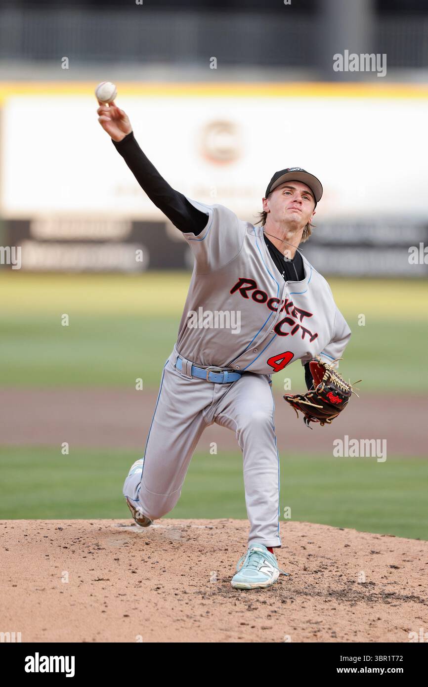 Rocket City Trash Pandas starting pitcher George Klassen (41) in action ...