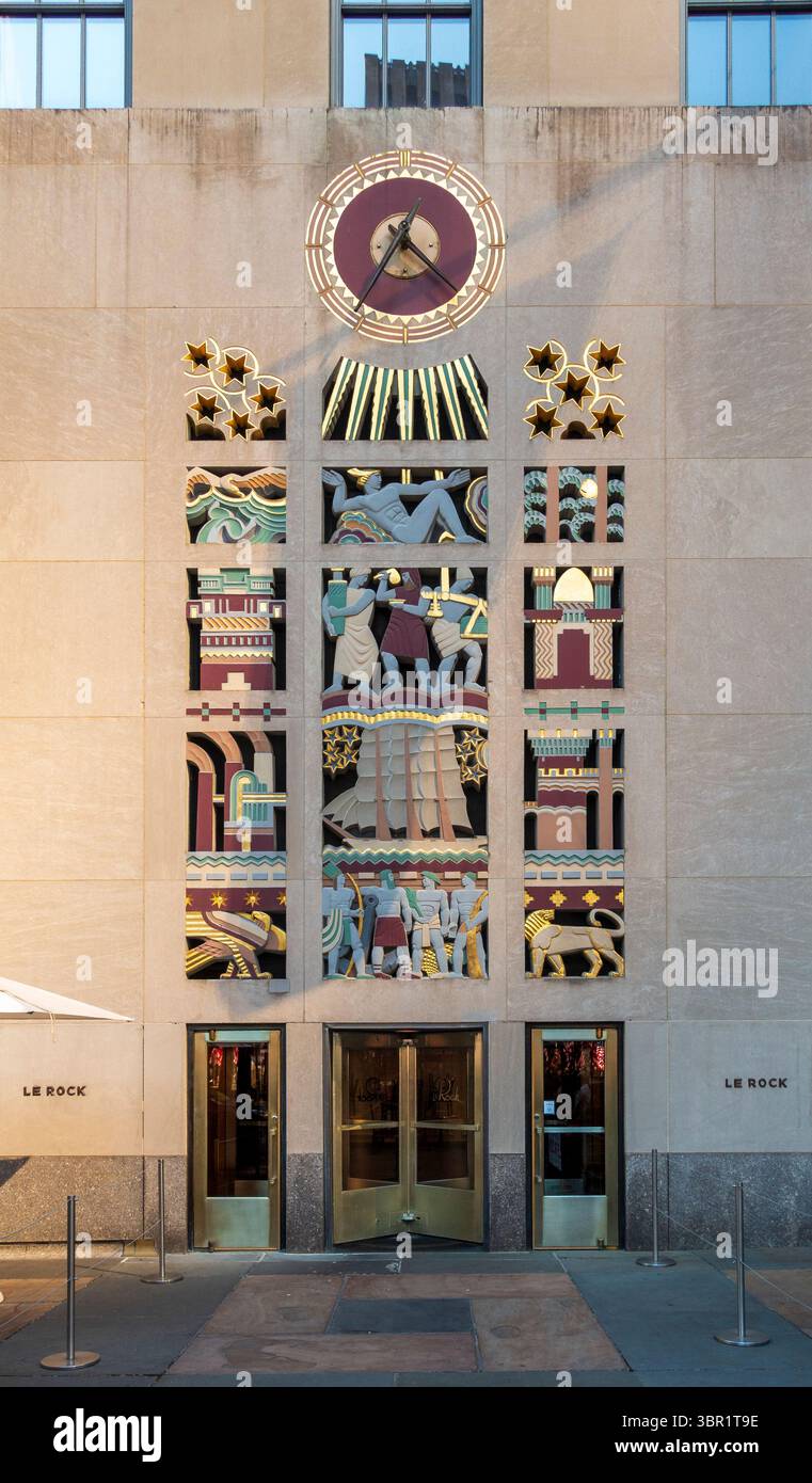 New York, NY - US - Jul 6 2025 The Art Deco facade of Rockefeller ...