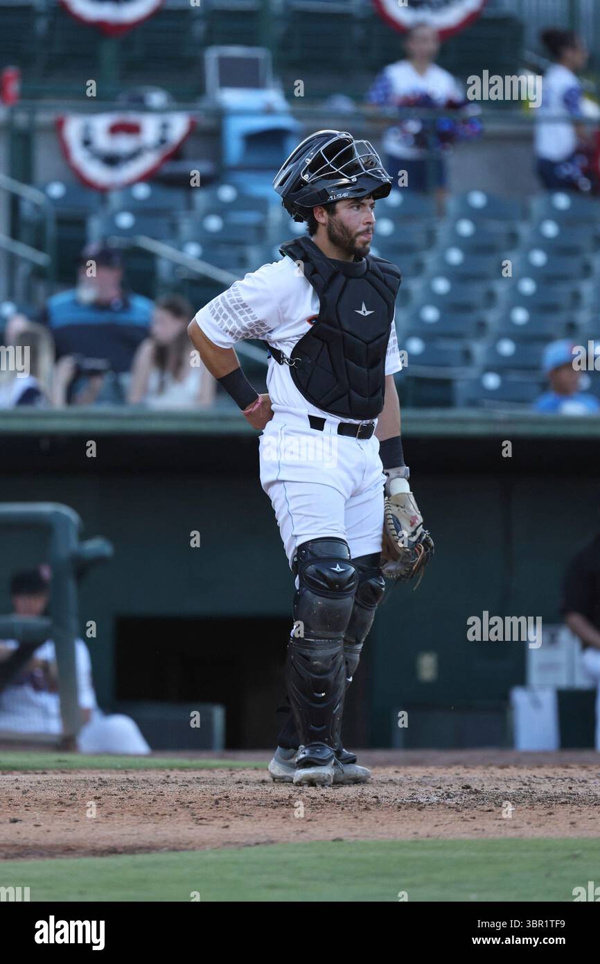 Alberto Rios (24) of the Inland Empire 66ers in the field against the ...