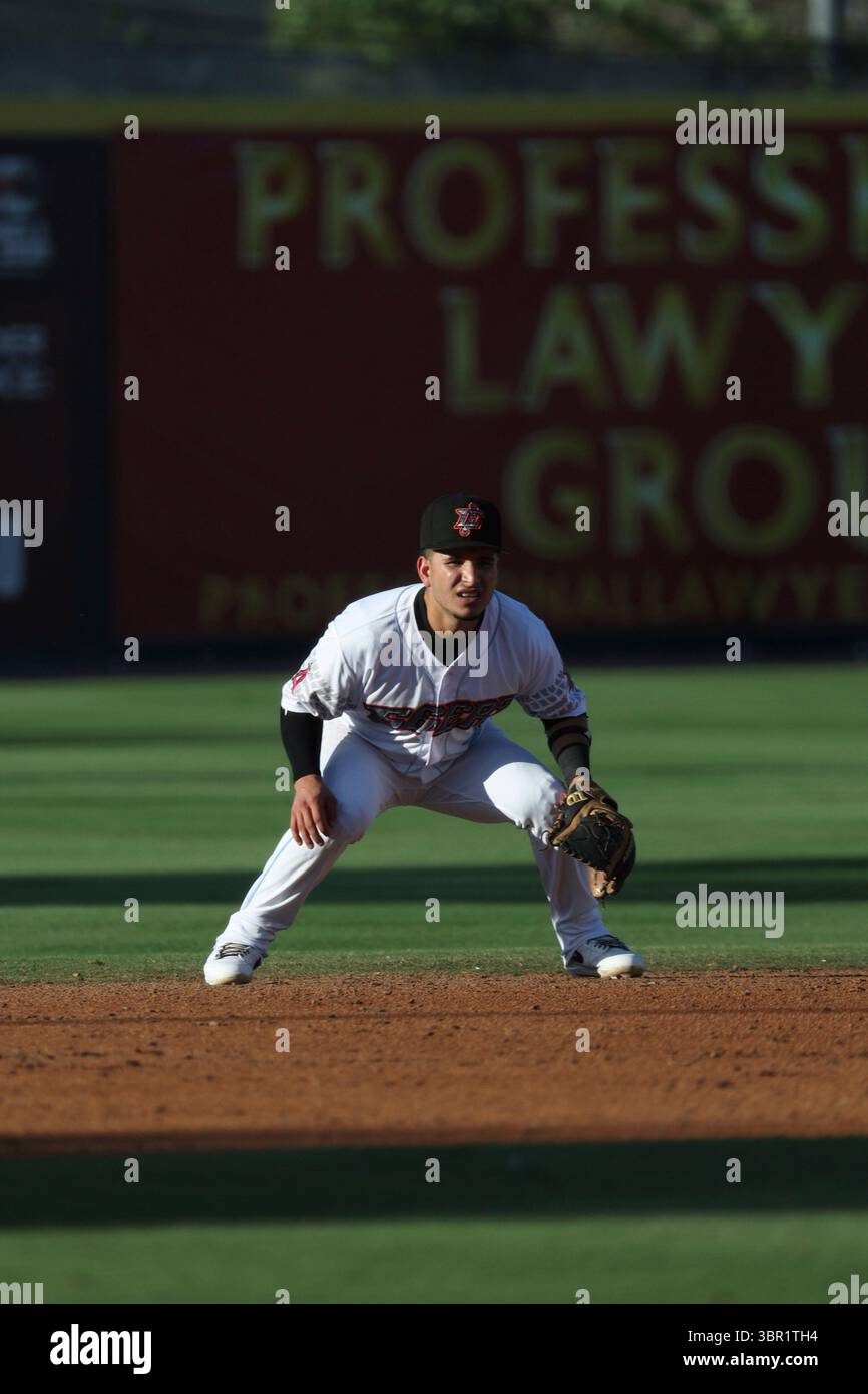 Johan Macias (4) of the Inland Empire 66ers in the field against the ...