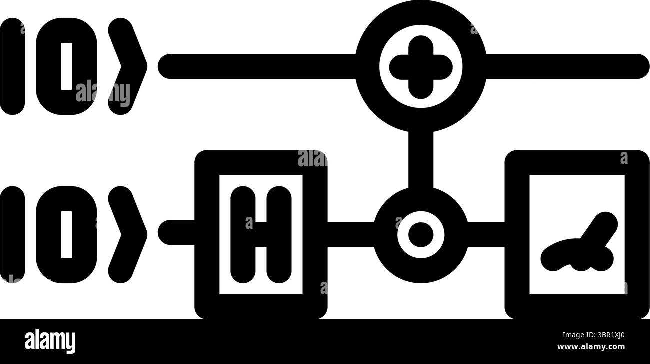 gates diagram quantum computer line icon vector illustration Stock ...