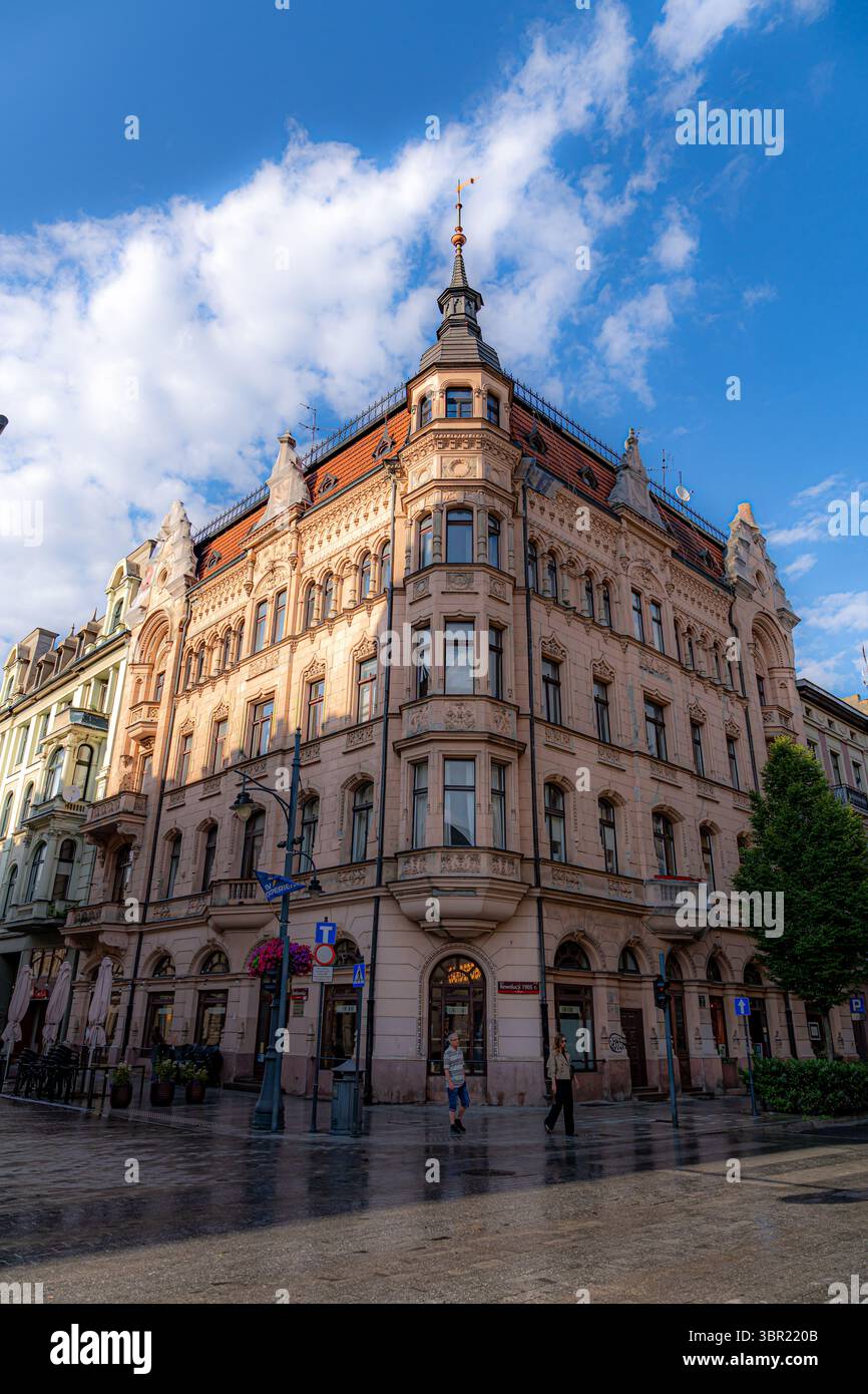 Single building on Piotrkowska Street in Lodz, Poland, showing urban ...