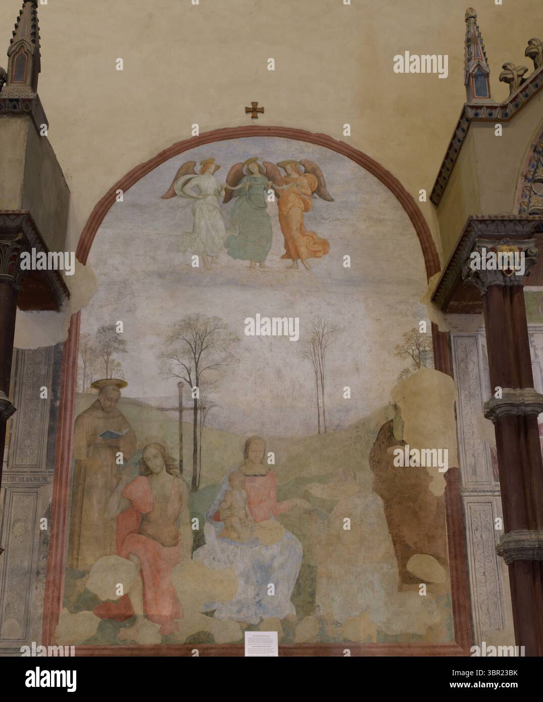 Fragmentary fresco Madonna and Child with Saints John the Baptist ...