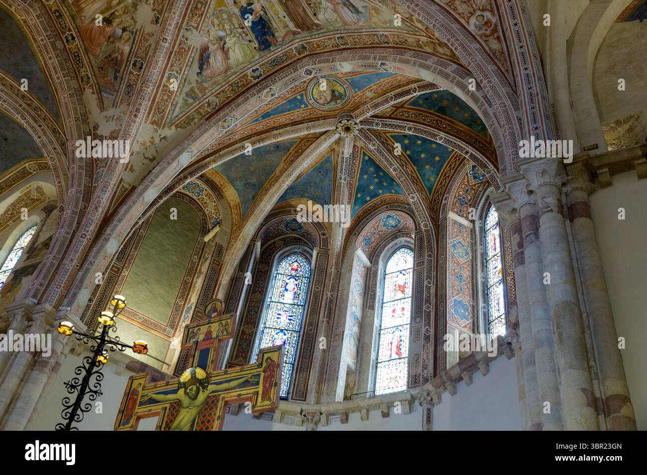 Vaulted apse of Basilica of Saint Clare, Assisi, Italy, with Gothic rib ...
