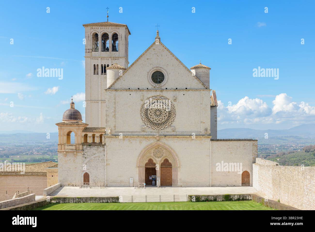 Facade of the Basilica of Saint Francis in Assisi, Italy, featuring a ...