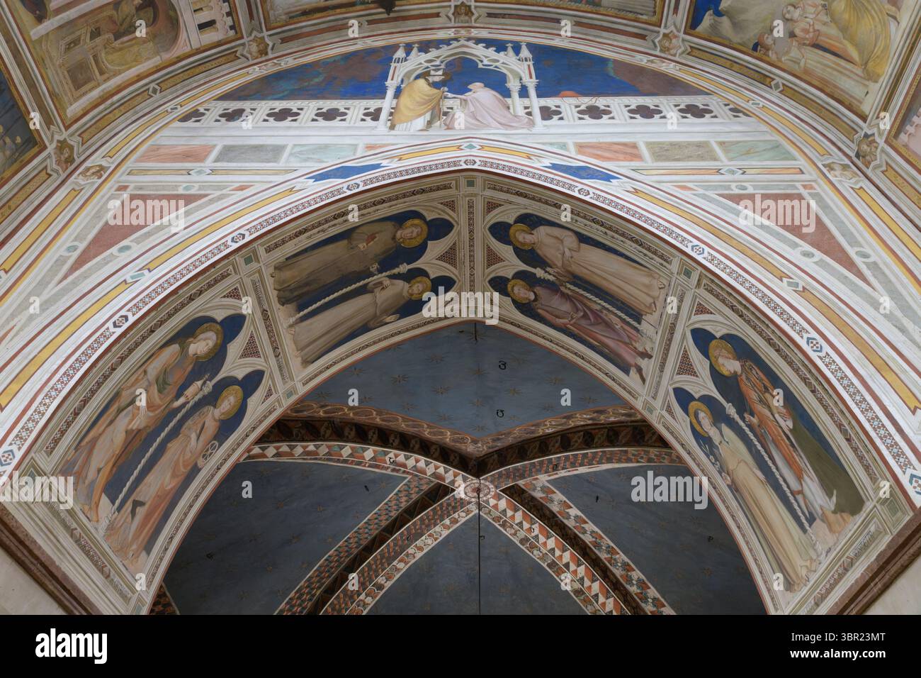 Frescoed arches and ribbed vaults in the Chapel of Saint Martin, Lower ...