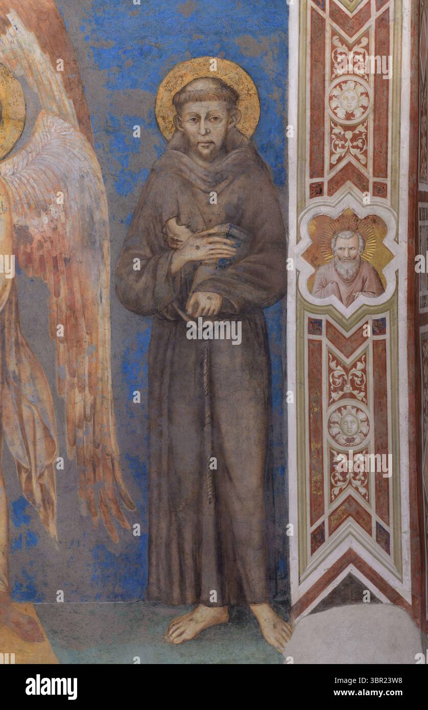 Fresco of St Francis of Assisi with halo and stigmata, attributed to Cimabue, Basilica of San ...