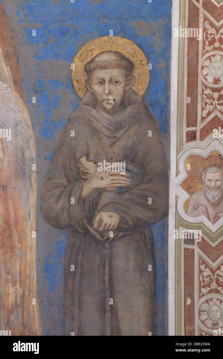 Fresco of St Francis of Assisi with halo and stigmata, attributed to Cimabue, Basilica of San ...