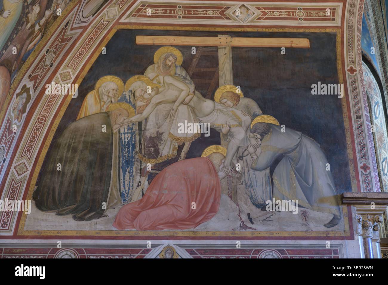 Deposition from the Cross fresco by Pietro Lorenzetti, showing Christ's ...