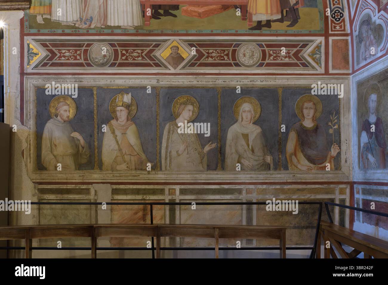 Fresco by Simone Martini showing Saints Francis, Louis of Toulouse ...