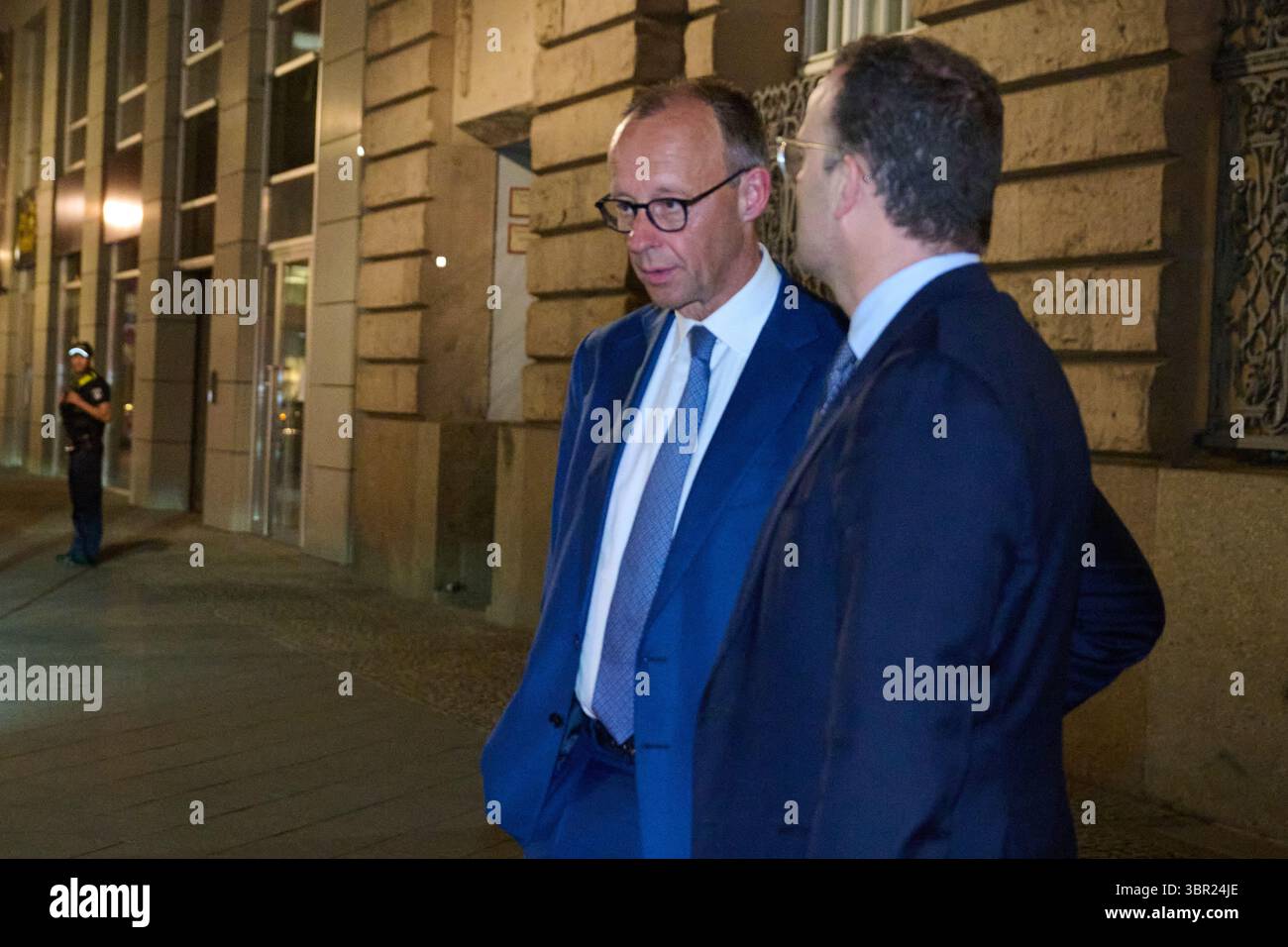 10 July 2025, Berlin: Federal Chancellor Friedrich Merz (l) and Union ...